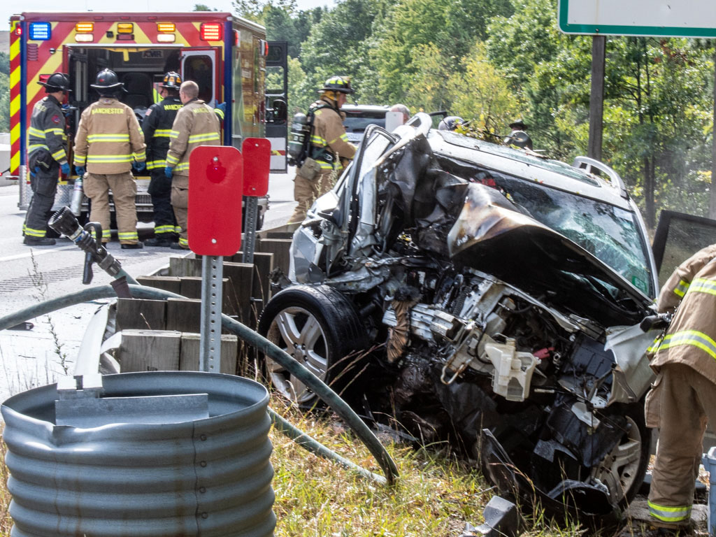 Driver seriously injured when vehicle rolls over, catches fire on I-293 | News, Sports, Jobs ...